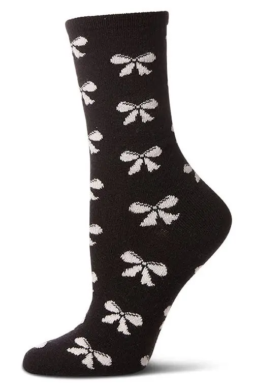 MEMOI Bow Crew Socks - Black