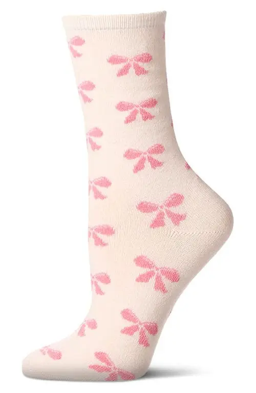 MEMOI Bow Crew Socks - Ivory