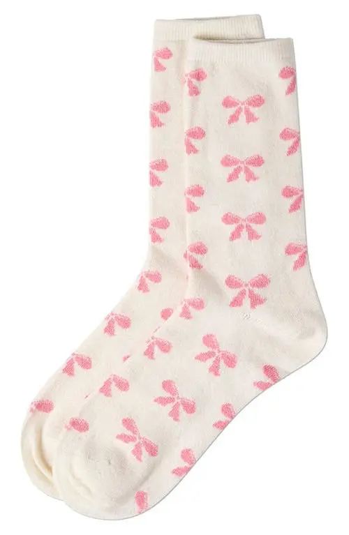 MEMOI Bow Crew Socks - Ivory