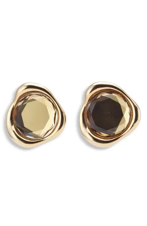 LELET NY Sloane Crystal Button Earrings - Topaz/gold