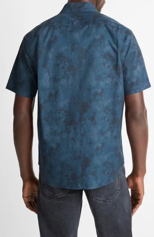 Vince Dye Camo French Placket Short Sleeve Button-up Shirt