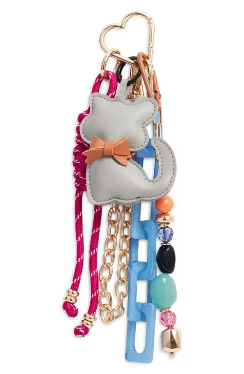 Chelsea28 Cat Cluster Bag Charm - Grey Multi- Gold