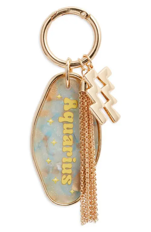 Chelsea28 Horoscope Bag Charm - Aquarius- Gold Multi