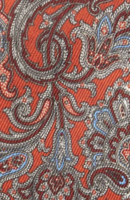 David Donahue Paisley Silk Neck Tie - Orange