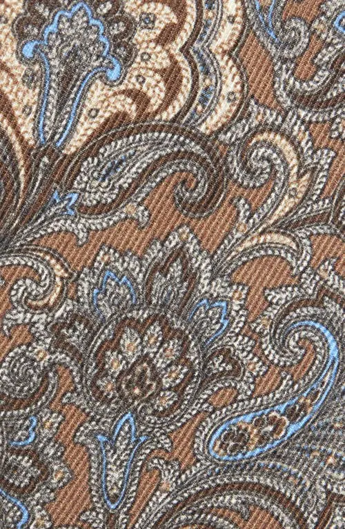 David Donahue Paisley Silk Neck Tie - Chocolate