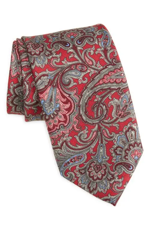 David Donahue Paisley Silk Necktie - Red