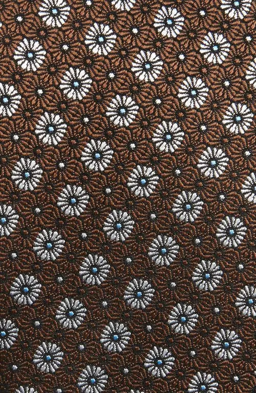 David Donahue Geometric Silk Neck Tie - Chocolate