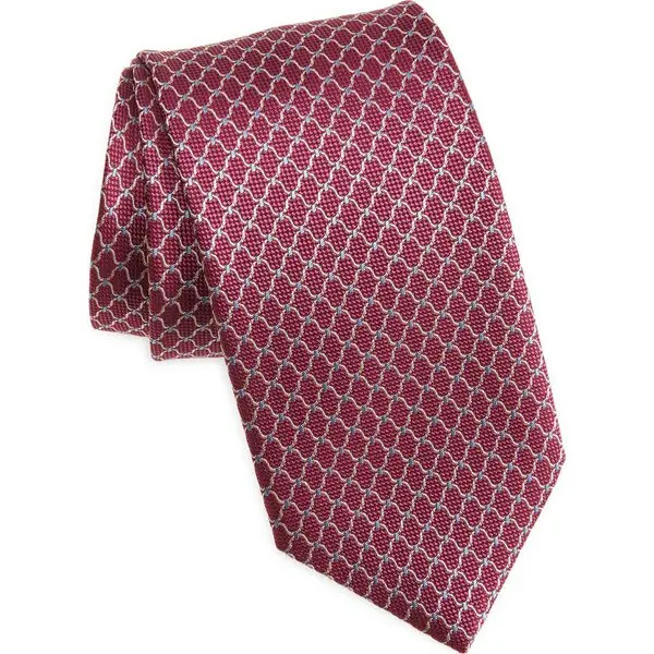 David Donahue Silk Jacquard Neck Tie - Berry