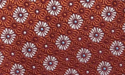 David Donahue Medallion Print Silk Neck Tie - Orange