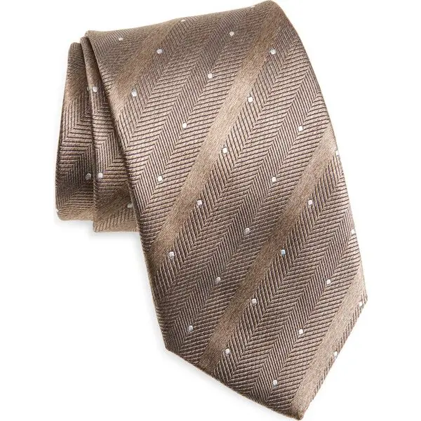 David Donahue Polka Dot Silk Neck Tie - Cocoa