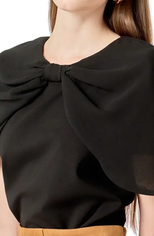 English Factory Bow Mixed Media Top