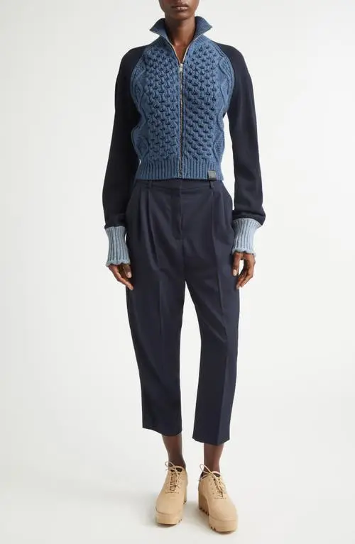 Stella McCartney Hybrid Knit Bomber Jacket - Navy