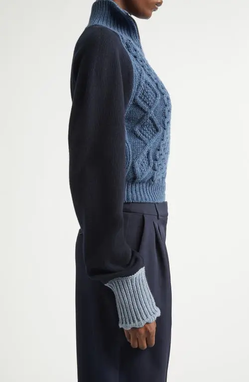 Stella McCartney Hybrid Knit Bomber Jacket - Navy
