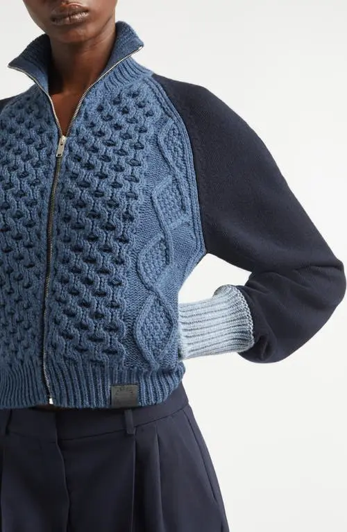Stella McCartney Hybrid Knit Bomber Jacket - Navy