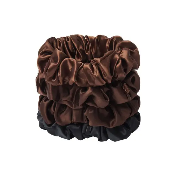 SKIMS Slip X Pure Silk Large Scrunchies 4 Pack - Deep