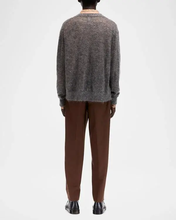 VOWELS 7g Jersey Knit Cardigan - Gray