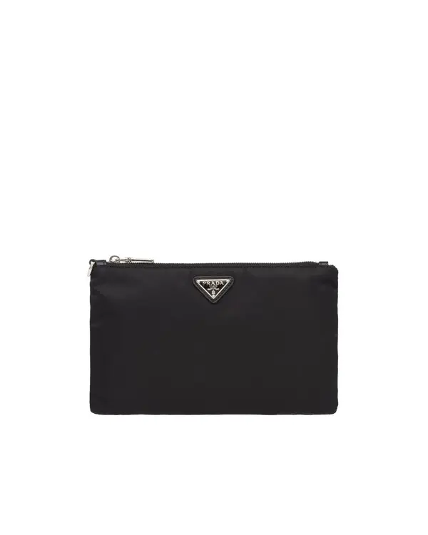 Prada Re-nylon And Saffiano Leather Pouch - Black