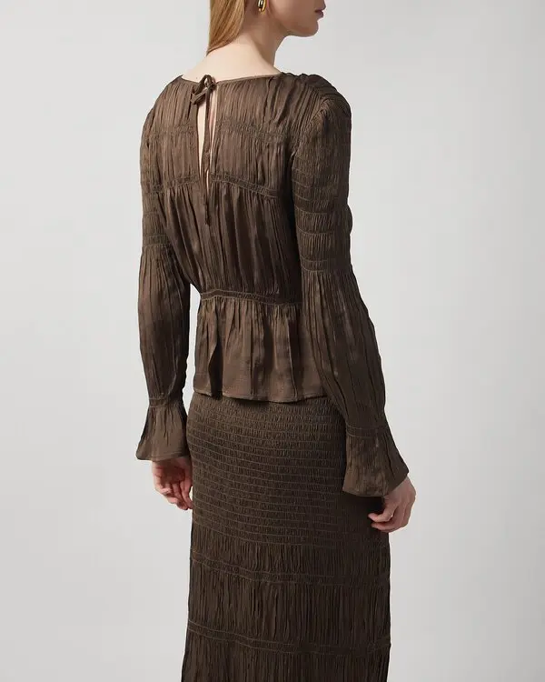 BY MALENE BIRGER Ovas Smocked Blouse - Chocolate