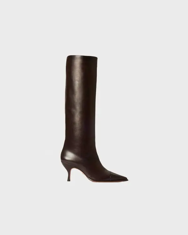 SANIA D'MINA Leather Avenue High Boots - Brown