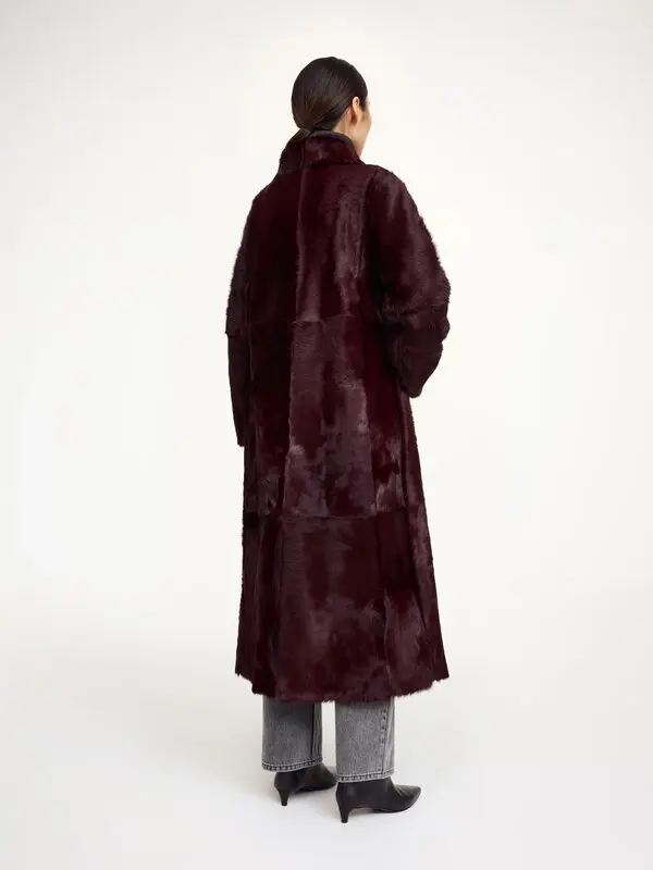 BY MALENE BIRGER Rafaia Shearling Calf Coat - Cabernet