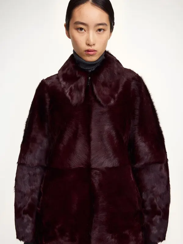 BY MALENE BIRGER Rafaia Shearling Calf Coat - Cabernet