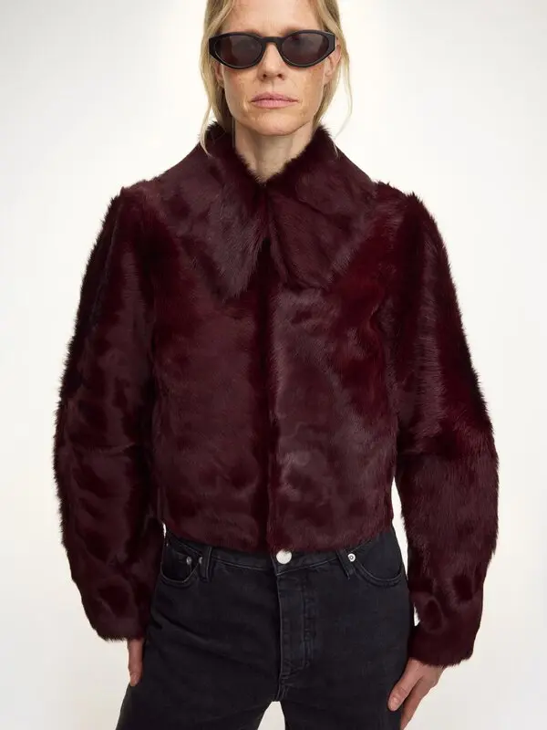 BY MALENE BIRGER Rowani Shearling Calf Jacket - Cabernet