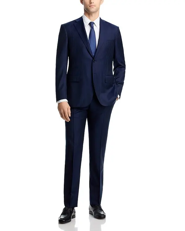 Canali Siena Tonal Stripe Regular Fit Suit - Blue