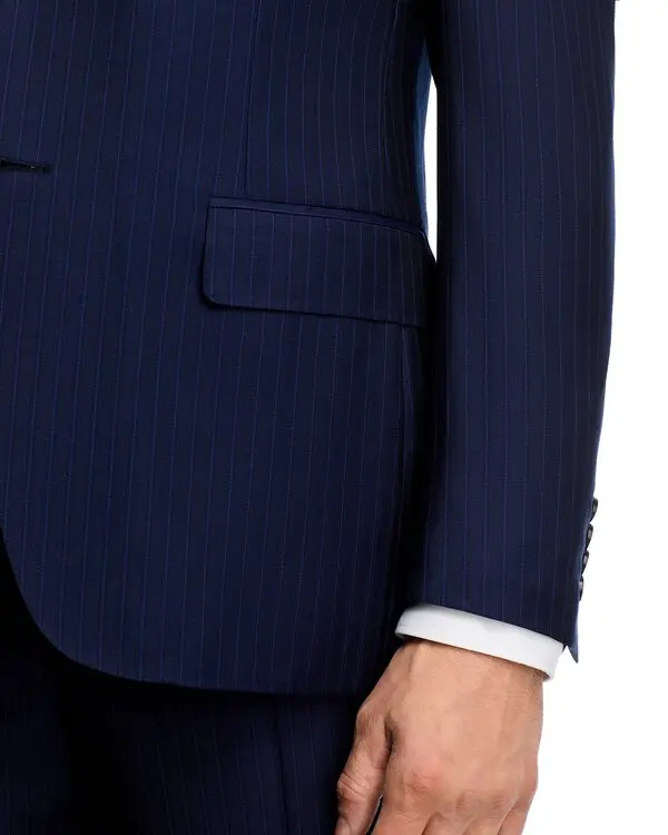 Canali Siena Tonal Stripe Regular Fit Suit - Blue