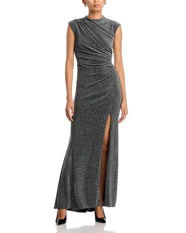 Aqua Long Studded Cap Sleeve Dress