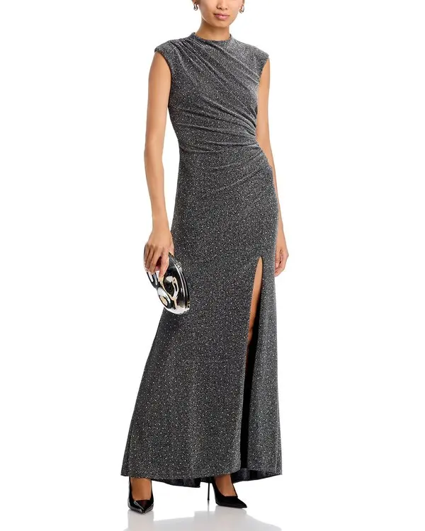 Aqua Long Studded Cap Sleeve Dress