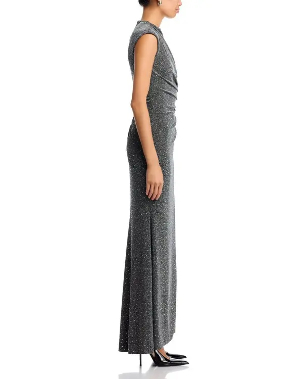 Aqua Long Studded Cap Sleeve Dress