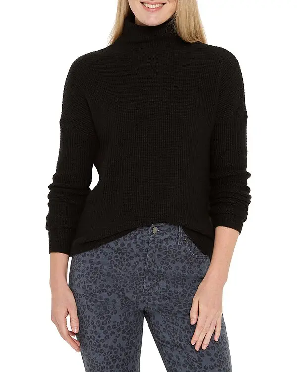 NIC+ZOE Waffle Tuck Sweater - Black Onyx