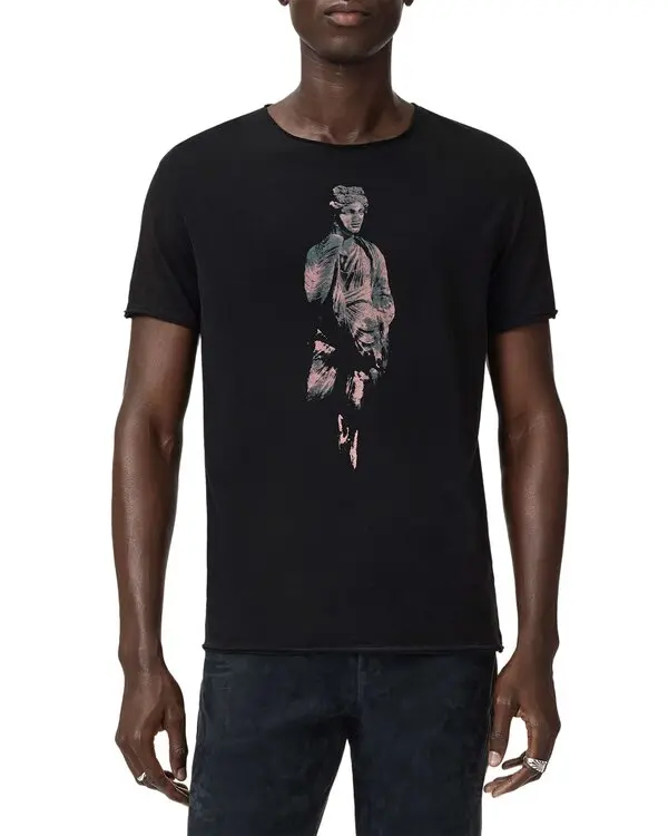 John Varvatos Short Sleeve Raw Edge Graphic Tee