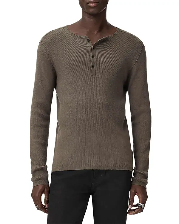 John Varvatos Javis Ribbed Long Sleeve Henley - Teakwood