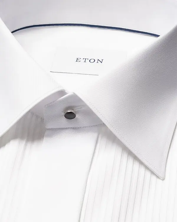 Eton Slim Fit Solid Plisse Shirt - White