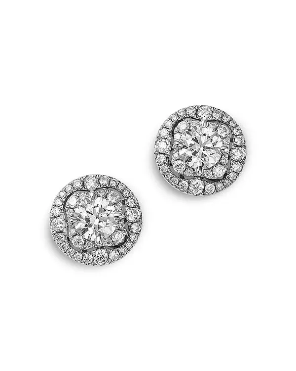 Bloomingdale'S 18k Gold 1.0 Tcw Certified Diamond Halo Stud Earrings - White