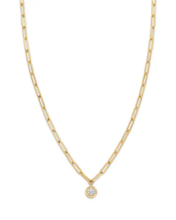Bloomingdale'S Diamond Solitaire Paperclip Link Pendant Necklace - Gold