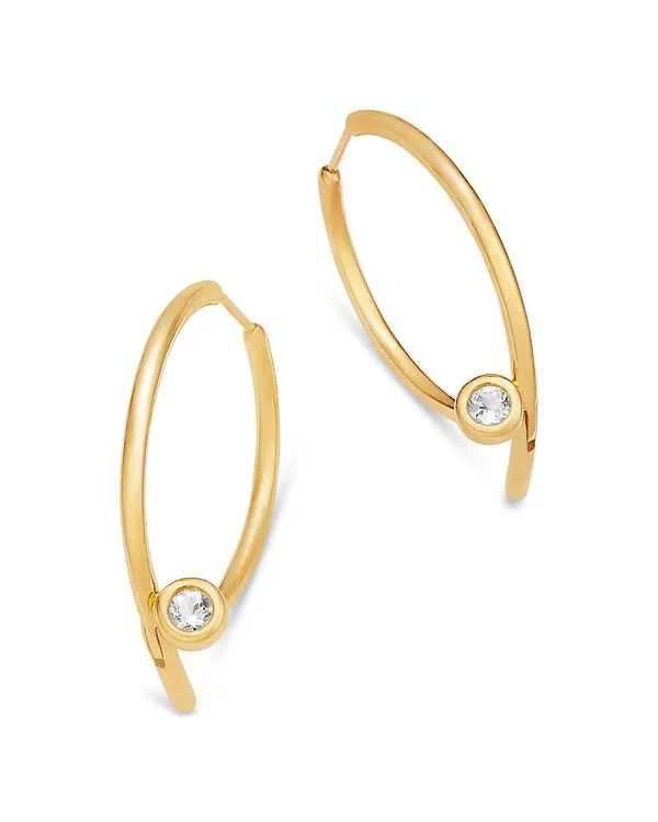 MOON & MEADOW 14k Yellow Diamond Bezel Hoop Earrings - Gold