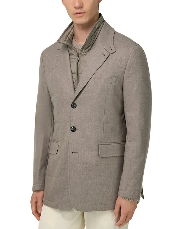 Boggi Milano Smart Flannel Jacket With Removable Bib - Sand