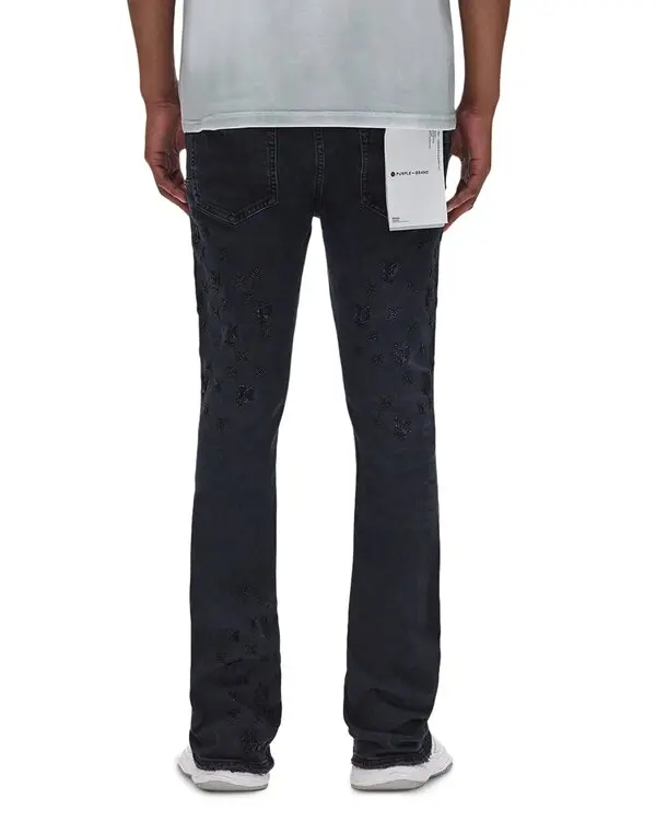 PURPLE BRAND Flared Leg Beaded Monogram Jeans - Black