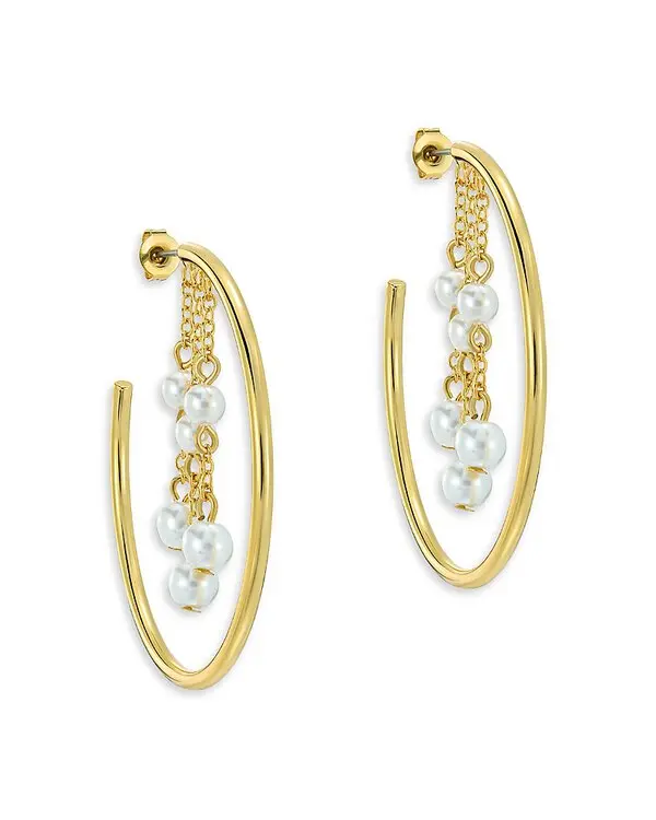 Ted Baker London Cassidy Cascade Imitation Pearl Hoop Earrings - Gold Tone