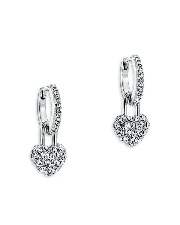 Ted Baker London Pari Pave Crystal Padlock Huggie Drop Earrings - Silver Tone