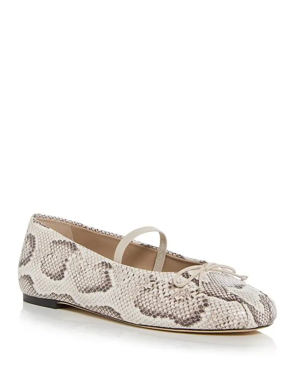 STUART WEITZMAN Prima Bow Ballet Mary Jane Flats - Cream/linen
