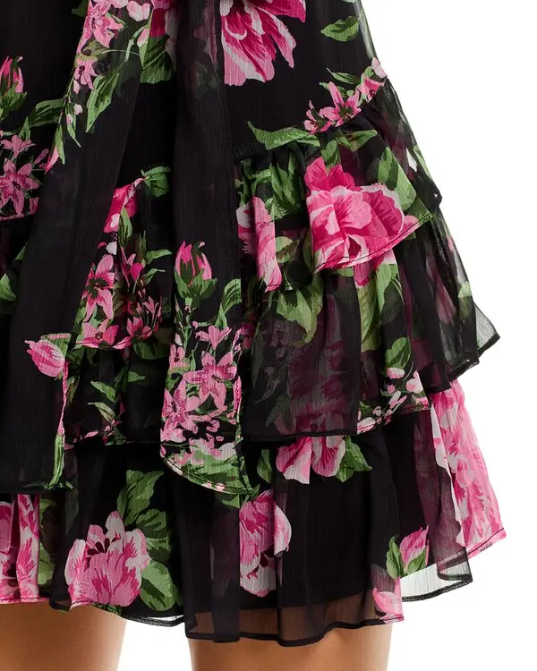Aqua Floral Short Sleeved Mini Dress