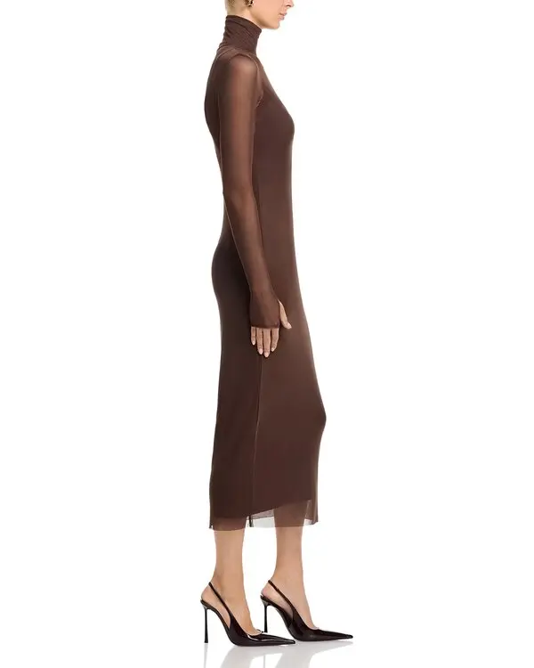 Afrm Shailene Turtle Neck Dress - Espresso - S