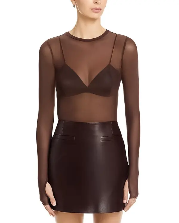 AFRM Kaylee Crewneck Mesh Top - Espresso