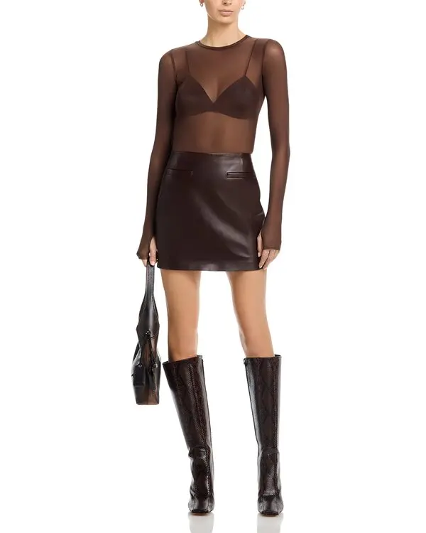 AFRM Kaylee Crewneck Mesh Top - Espresso
