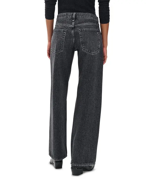 Rag & Bone Saige Mid Rise Relaxed Leg Jeans - Charcoal