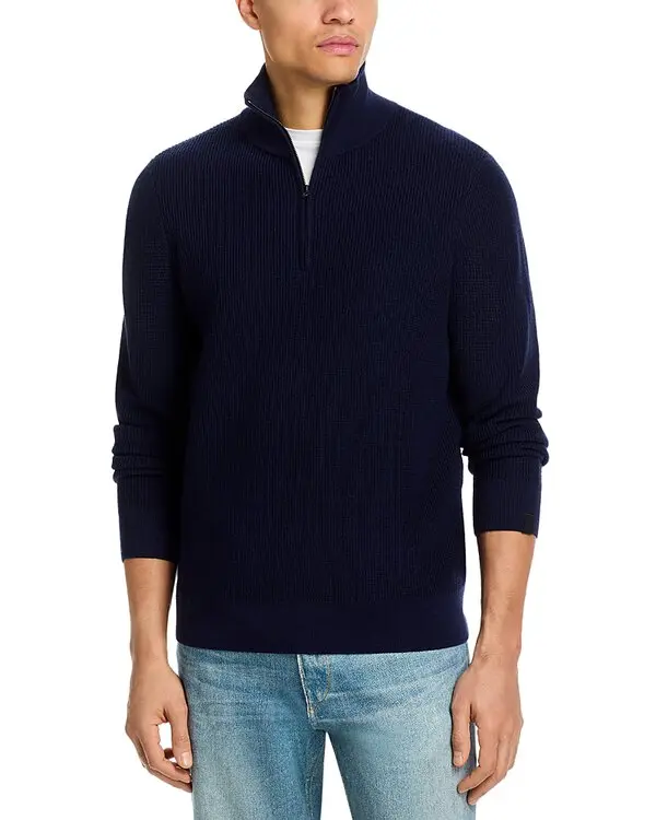 Rag & Bone Joel Merino Half Zipper Sweater - Navy
