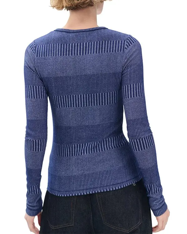Rag & Bone The Knit Two Tone Henley Tee - Sky Blue Multi